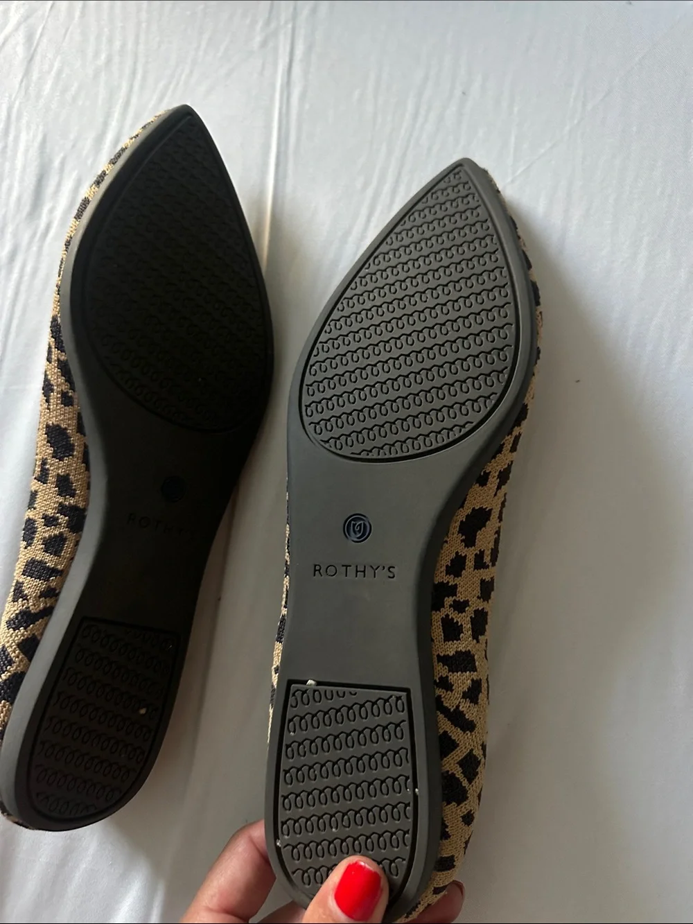 Rothy's | Shoes | Rothys Leopard Print Pointed Toe Flats In Tan And ...